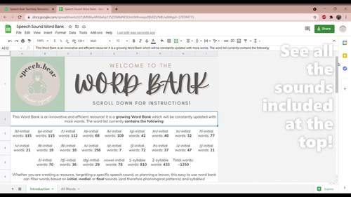 DIGITAL Speech Sound Word Bank | 2000+ WORDS by Speech Bear | TPT