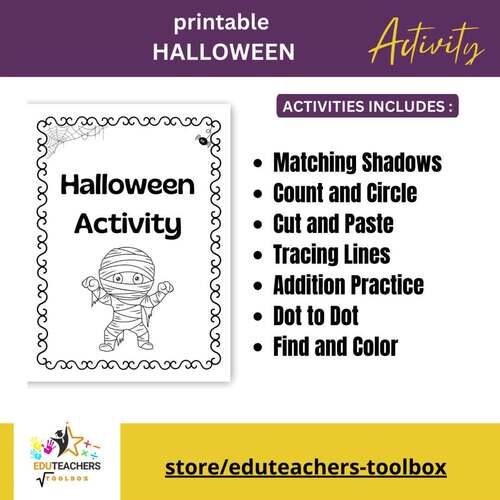 Halloween activity sheets-basic skills practice maths-puzzles-tracing ...