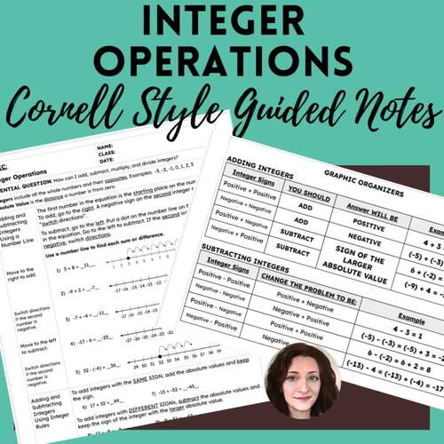 Integer Operations AVID Style Guided Notes with Key by Always Room For Pi