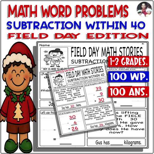 FIELD DAY Subtraction Word Problems Within 40 - Track Now Flash Power ...
