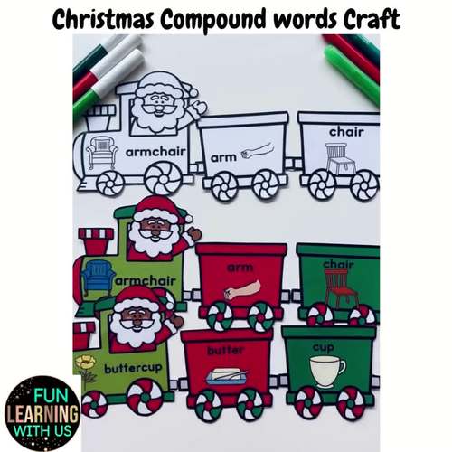 Christmas Train Compound Words Craft | December Kindergarten Center Craft