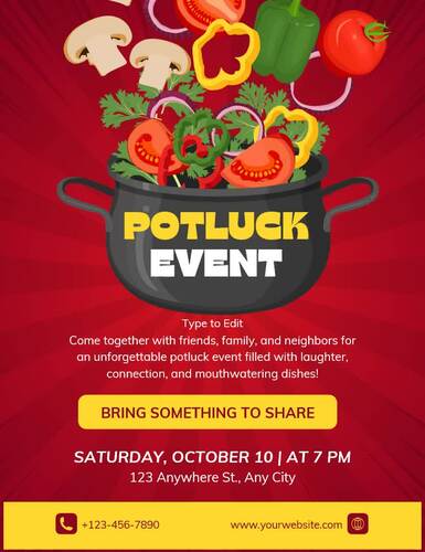 Potluck Event & Potluck Party Flyers(4) Fully Customize your Flyer ...