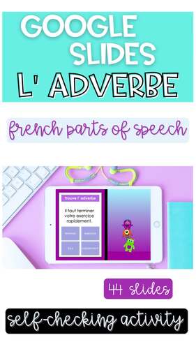 French Parts of Speech BOOM CARDS Classe des mots L' ADVERBE | TPT