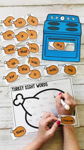 Thanksgiving Sight Words - Fry's Sight Word Practice - Turkey Sight Words