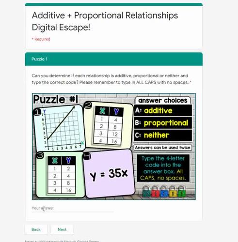 Additive and Proportional Relationships Digital Math Escape Room