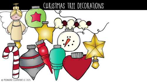 Christmas Tree clip art, Build a, decorations COLORED Version | TPT