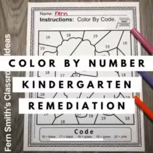 Teen Numbers 11 to 20 Color By Number For Math Remediation | TPT