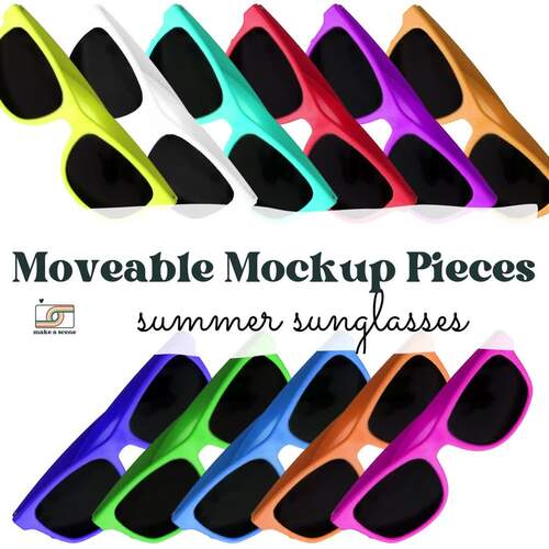 Summer Sunglasses Mock Up Movable Images | Transparent Background PNG