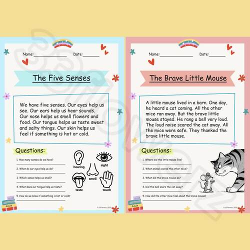 Grade 1-2 Reading Comprehension Passages | 25 Printable Worksheets with ...