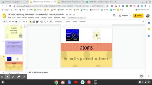 Chemistry Vocabulary and Reading Activities Bundle NGSS Chemistry