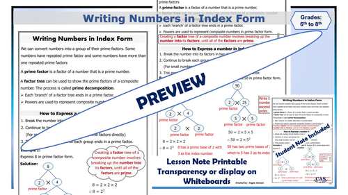 Indices: Writing Numbers in Index Form by CAS Take on Maths | TPT