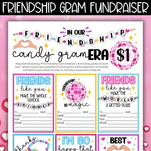 Valentine's Day Friendship Grams Fundraiser Flyer, PTA PTO Swiftie ...