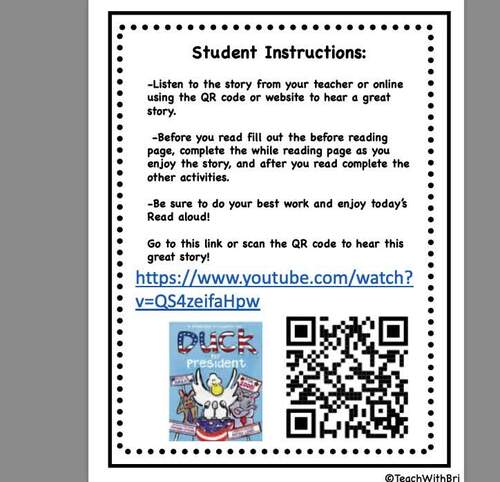 Duck for President Book Activity Pack by Books with Bri | TPT