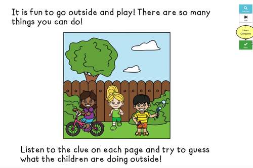 Things We Do Outside BOOM Book (Boom Card Activity) for Action Words