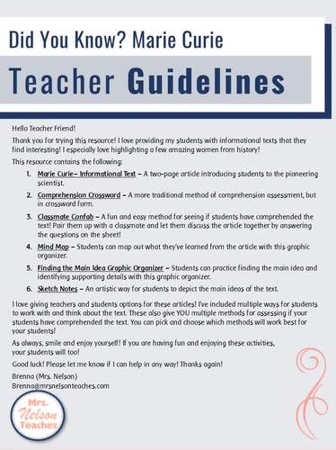 Marie Curie Women in STEM by Mrs Nelson Teaches | TPT