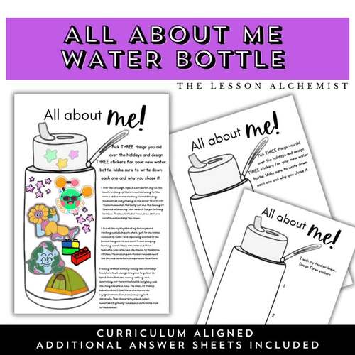BACK TO SCHOOL All About Me Drink Bottle Sticker Designs | TPT