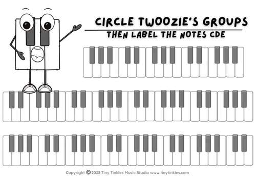 Beginner Piano Keys Worksheets - White and Black Notes - Preschool Piano