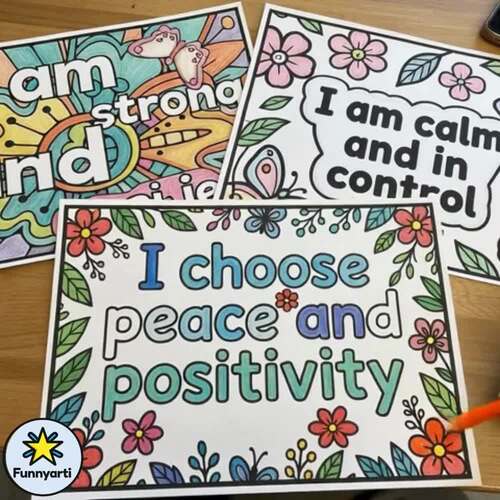Positive Affirmations Coloring Pages | Self Love Growth Mindset SEL ...