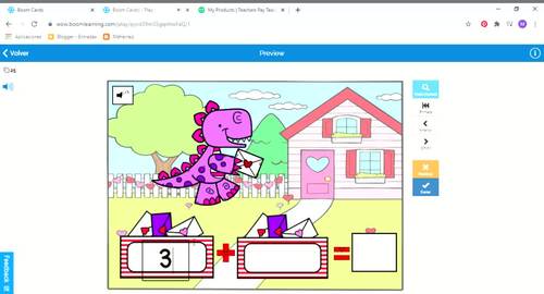 BOOM CARDS San Valentín: Sumas 1-10-Valentine's Day Distance Learning
