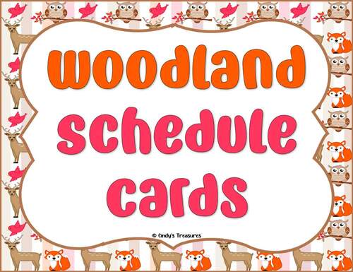 Woodland Schedule Cards by Cindy's Treasures | TPT