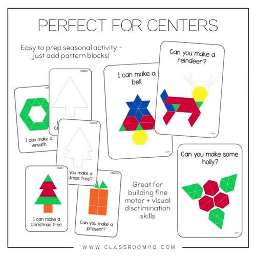 Christmas STEM Pattern Block Challenge Cards by classroomHQ | TPT