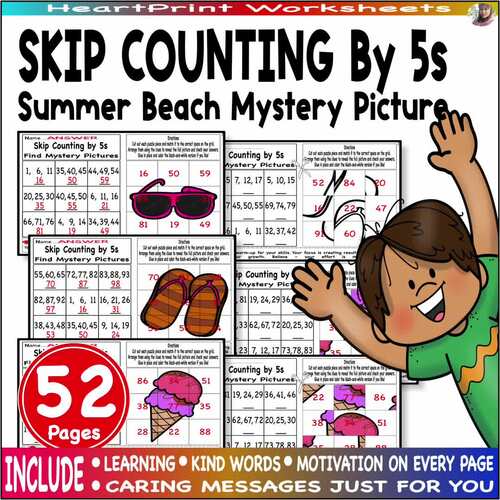 Skip Counting by 5s – Summer Beach Mystery Picture No Prep Fun Activity ...