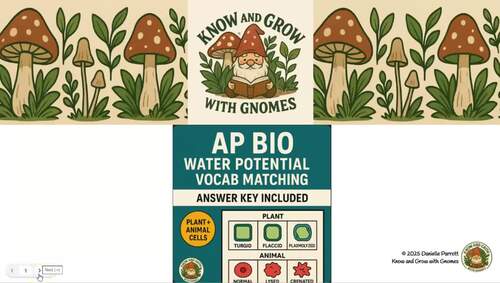 Water Potential Vocabulary Matching Activity for AP Biology (AP Bio)