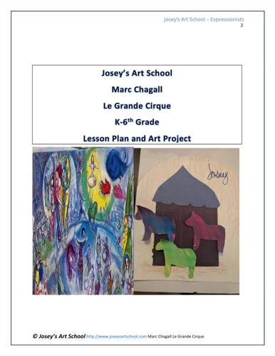 Marc Chagall Expressionist Circus Art lesson K 6th Grade History Common ...