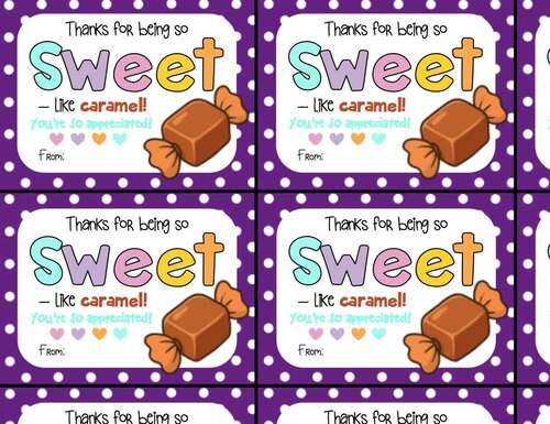 Caramel Candy Staff (Teacher) Appreciation Gift Tag- Thanks for being ...