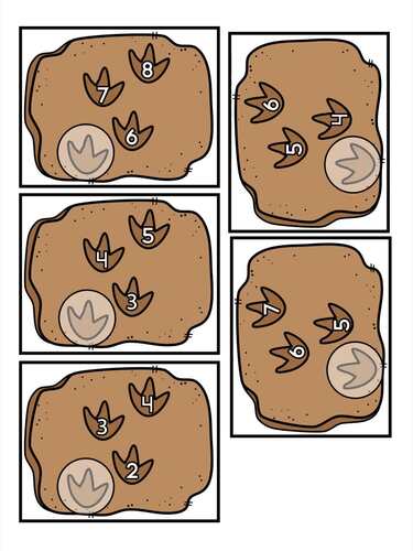 Dinosaur Tracks Missing Numbers Sequence for PreK and Kindergarten