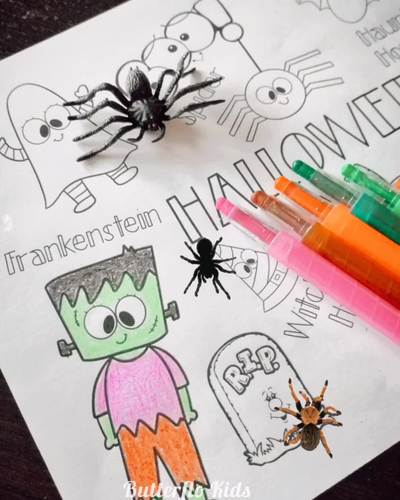 Halloween Coloring Page and Triorama - Diorama Craft activities | TPT