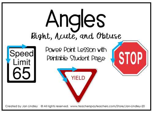 Angles Power Point Lesson with Printable Student Page by Jan Lindley