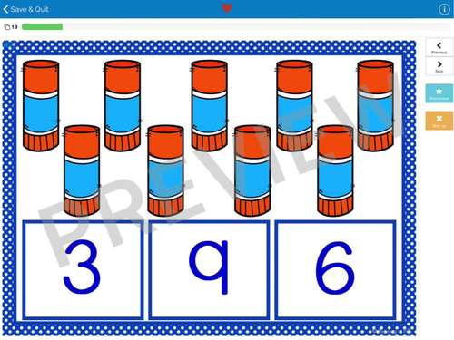 Counting 1-10 Back to School Digital Boom Cards™ for August or September