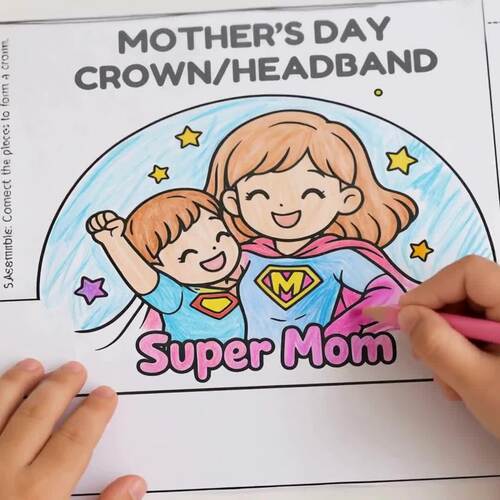 Mother’s Day Headband & Crown Coloring Crafts, DIY Hat Templates, Art ...