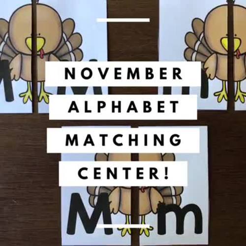 Alphabet Matching Literacy Center for Uppercase & Lowercase November Bundle