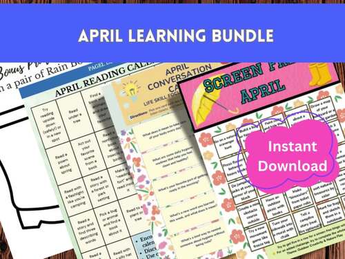 April Learning Bundle – Reading Log, Screen-Free Bingo & Spring Printable