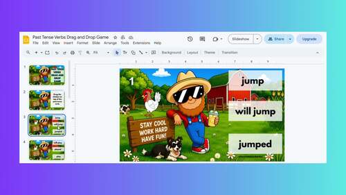 VERBS TENSES (PAST TENSE VERBS DRAG AND DROP GAME WITH GOOGLE SLIDES)