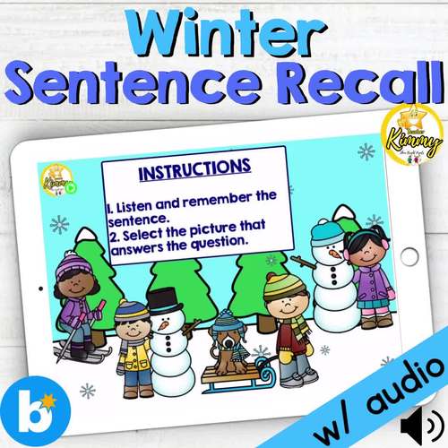 Winter Sentence Recall Auditory Comprehension and Memory Boom Cards