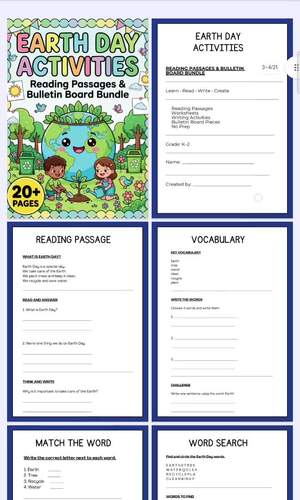 Earth Day Activities Reading Passages & Earth Day Bulletin Board