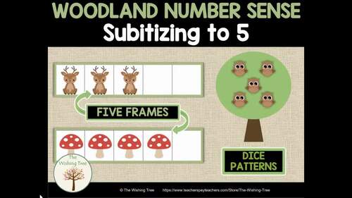 Number Sense Subitizing to 5 | Number Talks | Kindergarten Woodland Theme