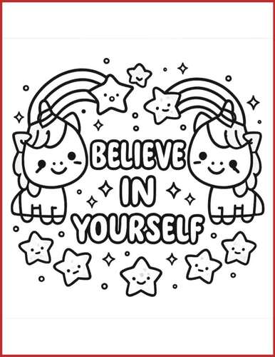 Believe in Yourself Coloring Page | Poster | Positive Affirmation ...
