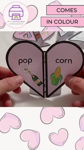 Compound Words With Pictures | Valentine Heart Theme by Print and Play Days