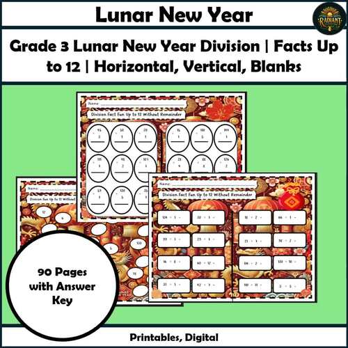 Grade 3 Lunar New Year Division Math Facts Up to 12 No Remainders Fill ...