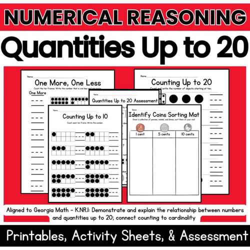 Quantities Up to 20 - Practice & Assessment - Kindergarten K.NR.1