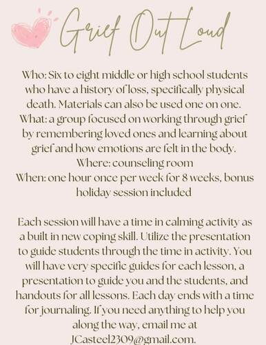 Grief Group Counseling Lessons Bundle by Casteels Counseling Corner