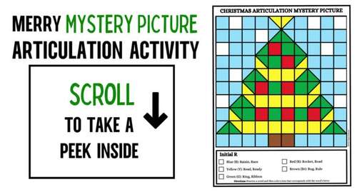 Christmas Articulation Mystery Picture: R Initial, Vocalic & Blends