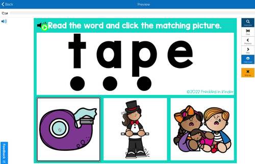 Read CVCe Words / Long Vowel A / Boom Cards by Freckled in Kinder