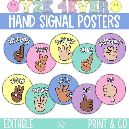 Editable Hand Signal Posters / Retro Hand Signal Posters / Retro ...