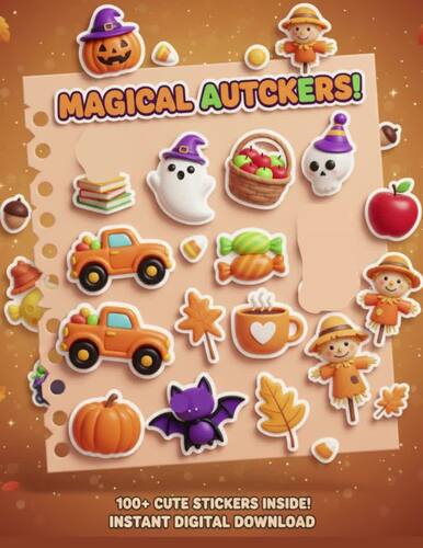 Digital Fall & Halloween Sticker Bundle-Magical authors by FUN Teaching ...
