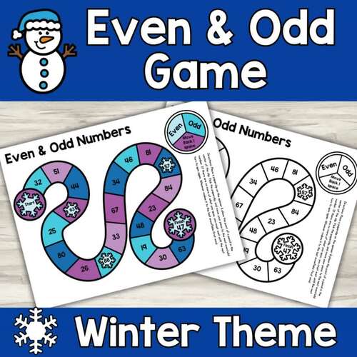 Winter Even & Odd Numbers Board Game | 2nd Grade Math Center Station ...